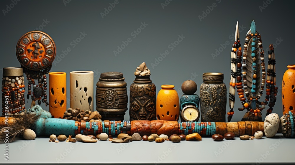 Colorful Native American artifacts on white background ,Desktop ...