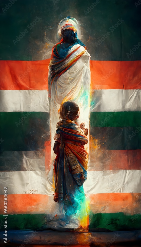 Ilustração do Stock: god holding a unconcious kid wrapped in indian tri ...