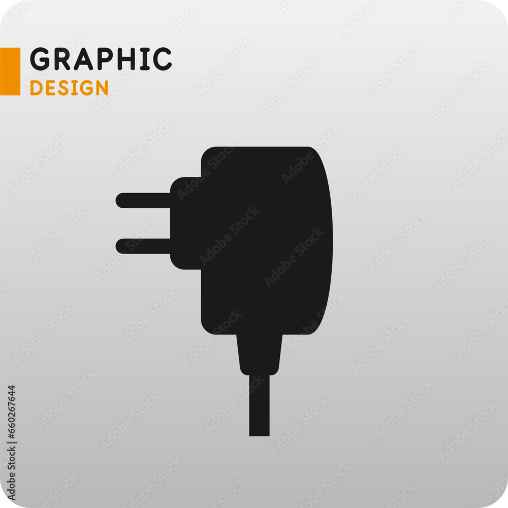 Drawing of the charger. The power supply is in a black flat style ...