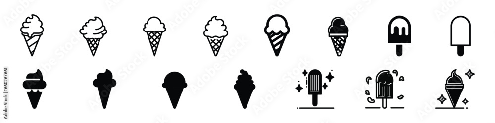 Ice Cream Icon Set, Ice cream icons set, ice cream collection ...