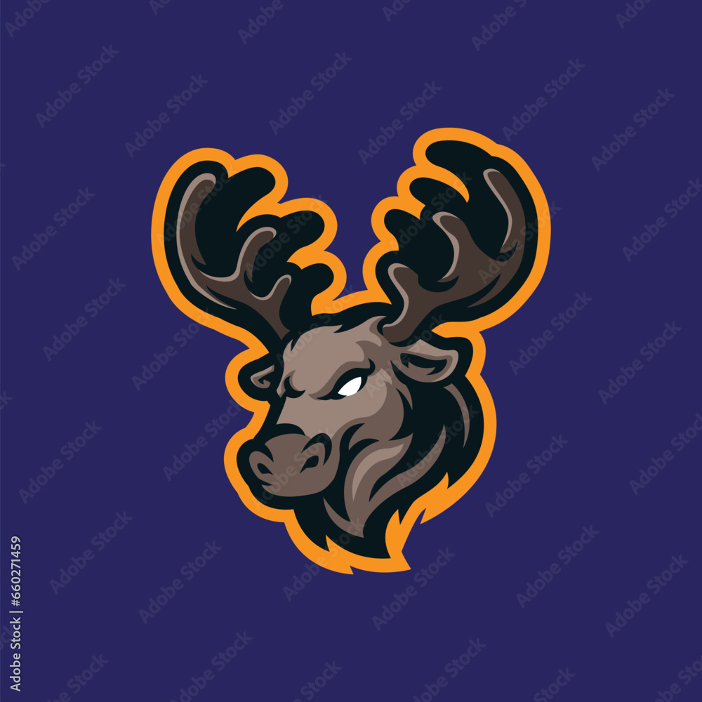Moose mascot logo design vector with modern illustration concept style ...