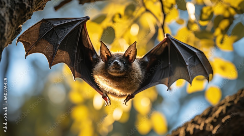 Tree roosting bat C brachyotis hanging from a roof Stock Photo | Adobe ...