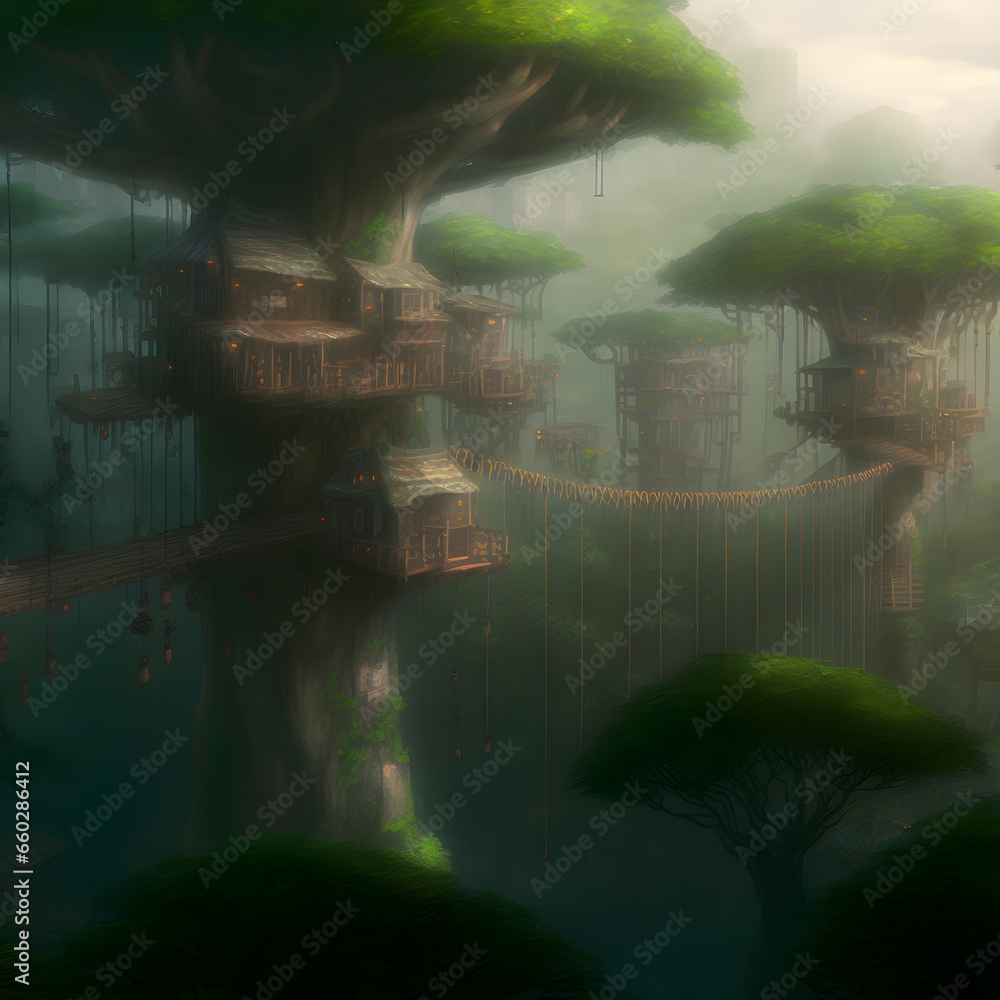 crisp fantasy detail realistic rendering fortified military village ...