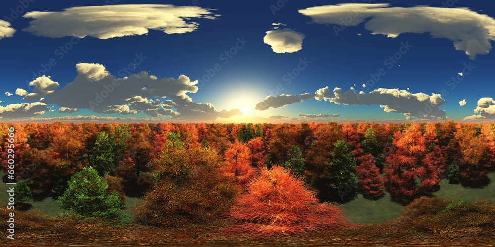 Autumn landscape, autumn trees, HDRI,Panorama of the autumn landscape ...