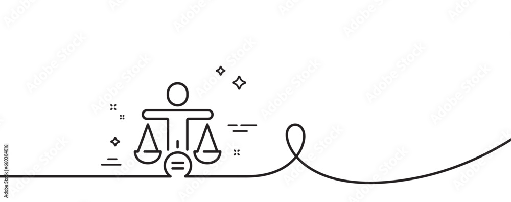 Equality line icon. Continuous one line with curl. Gender ethics sign ...