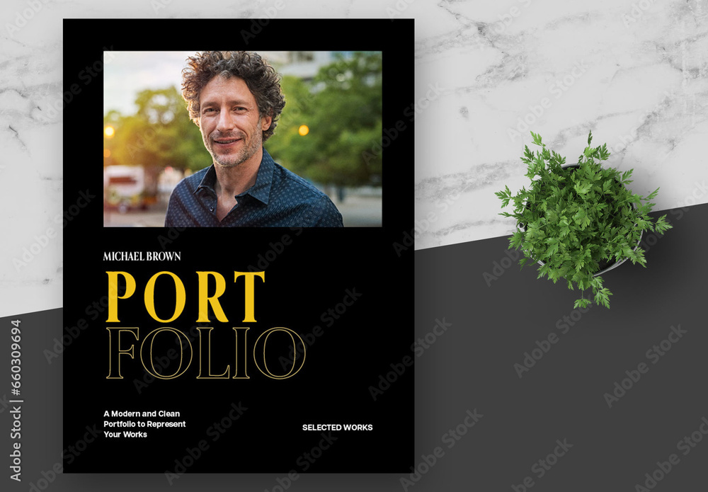 Black and Yellow Design Clean Portfolio Stock Template | Adobe Stock