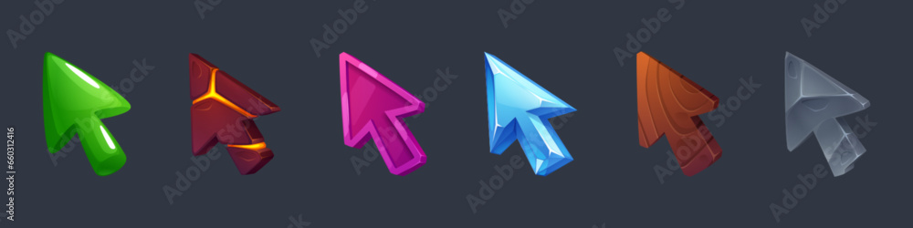 Game ui arrows set isolated on background. Vector cartoon illustration ...