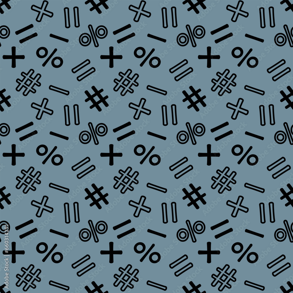 Mathematical seamless pattern with black mathematical signs on a dark ...