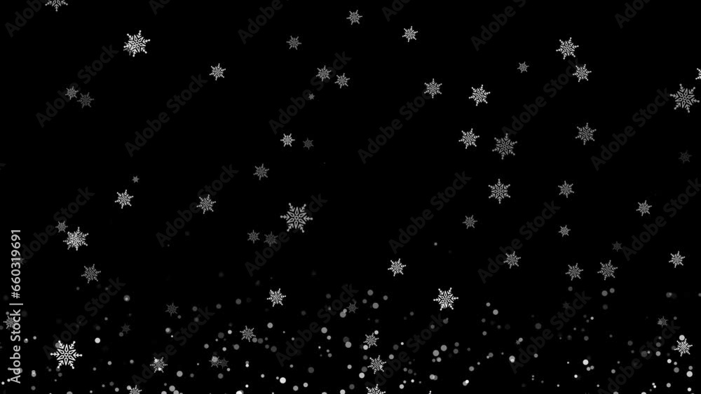 Snowfall looping with white snowflakes on transparent alpha background ...