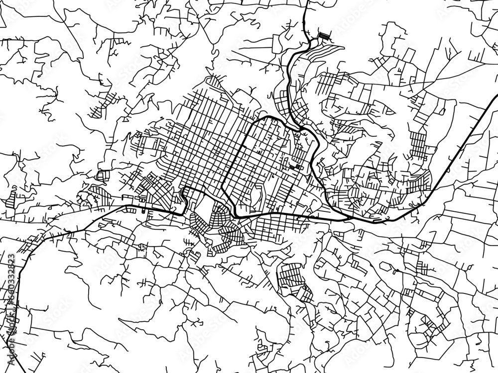 Vector road map of the city of Heroica Zitacuaro in Mexico with black ...