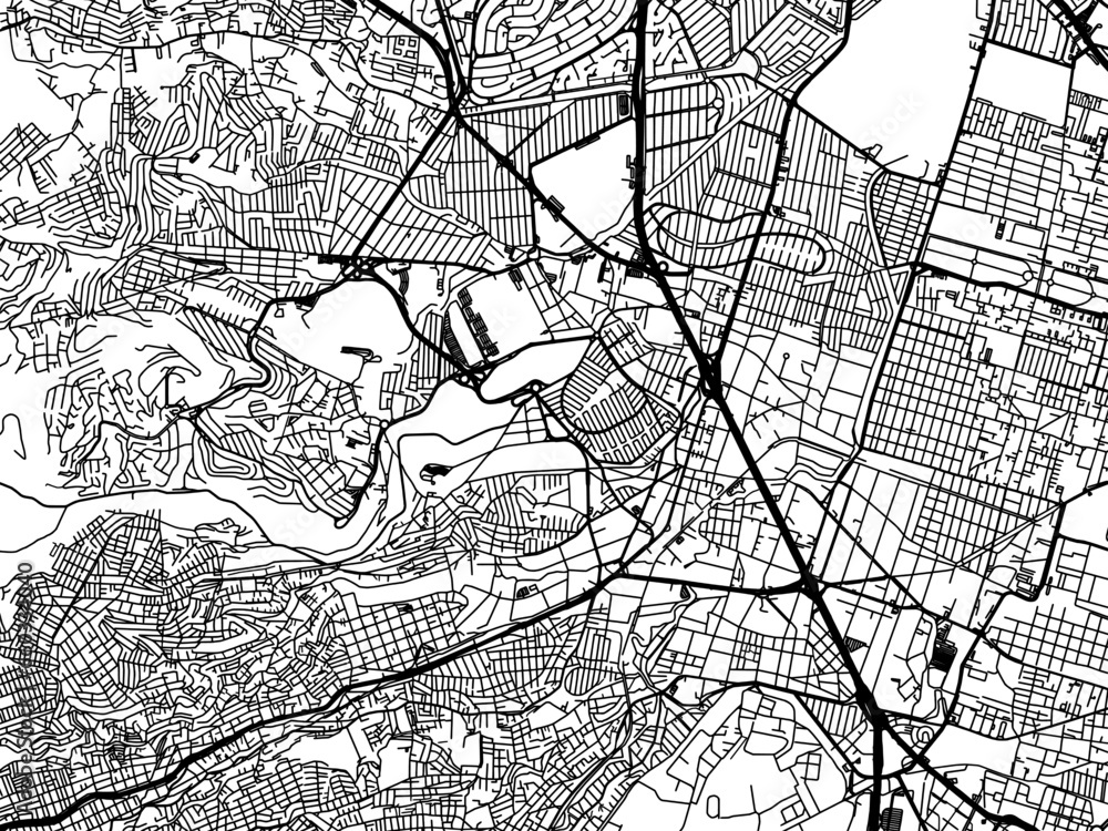 Vector road map of the city of Naucalpan de Juarez in Mexico with black ...