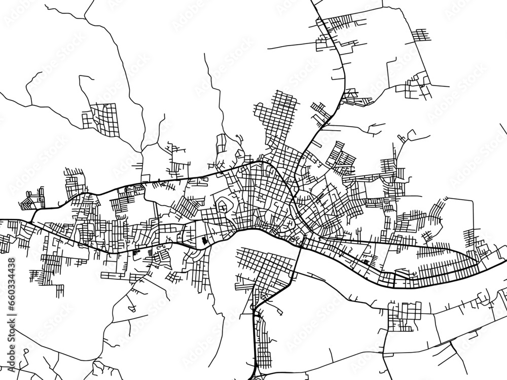 Vector road map of the city of Tuxpam de Rodriguez Cano in Mexico with ...