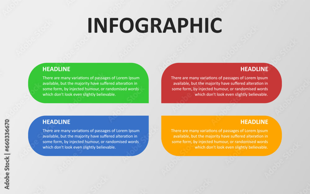 4 step infographic elements in full color for presentations, posters ...