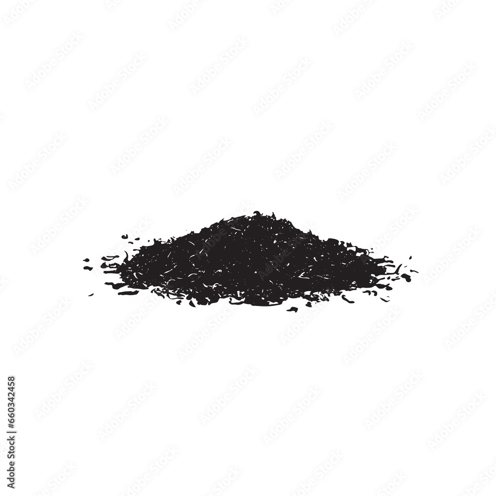 Black Tea Leaves Icon, Dry Black Tea Pile Silhouette, Dry Organic ...