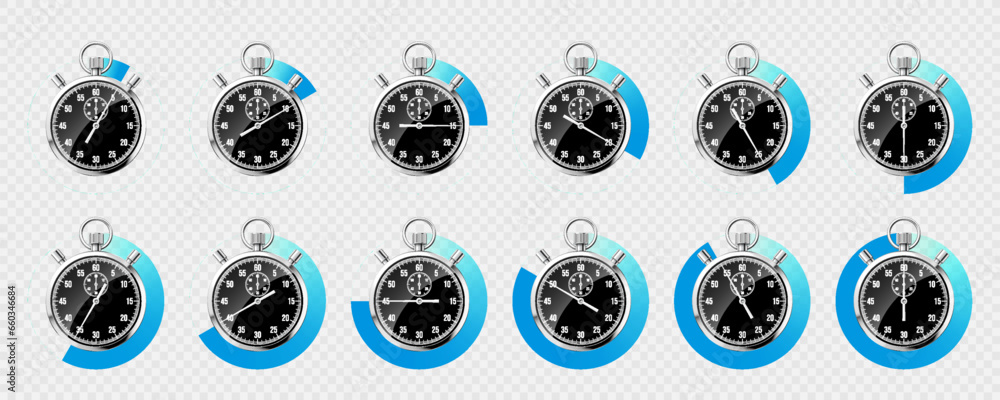 Vecteur Stock Realistic classic stopwatch. Shiny metal chronometer ...