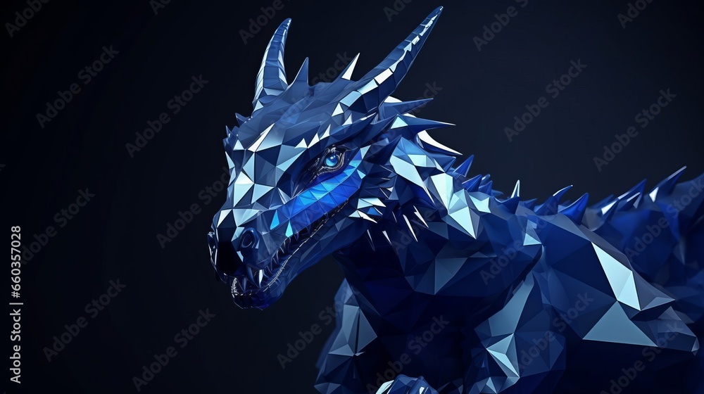 Futuristic dragon symbol of the new year 2024 linear polygonal made of ...