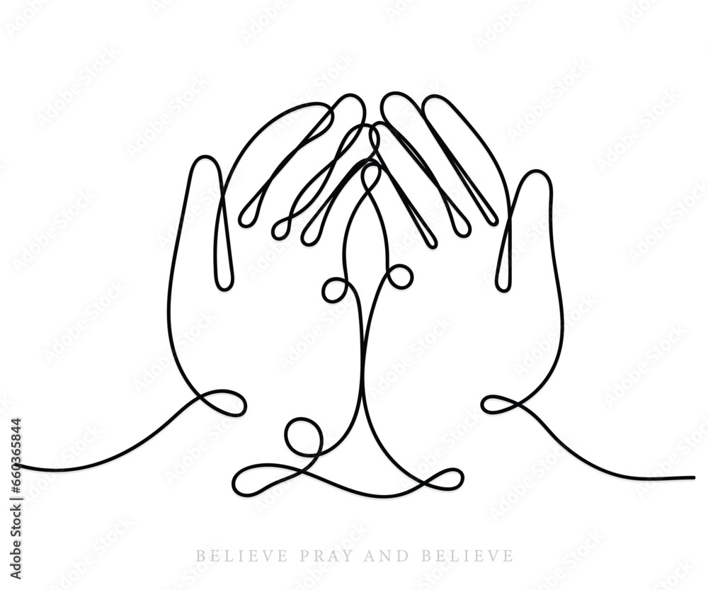 line art vector of hands folded for prayer. illustration of hands for ...