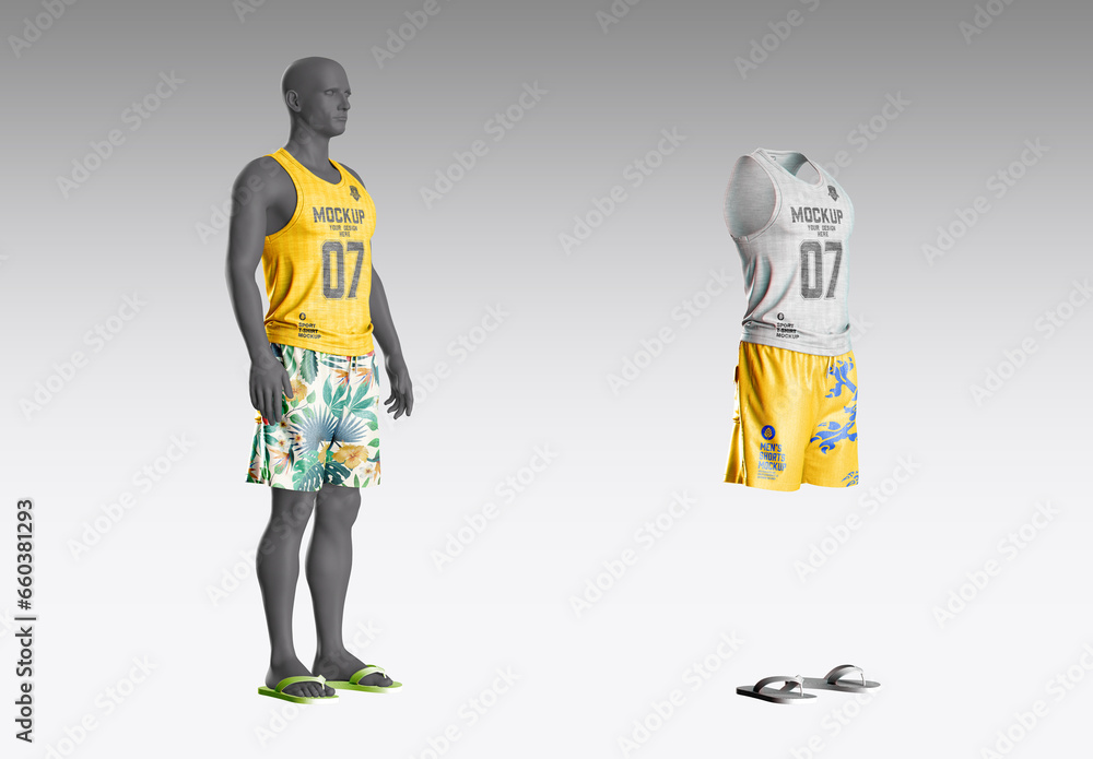 Beach Kit with Avatar Mockup Stock Template | Adobe Stock