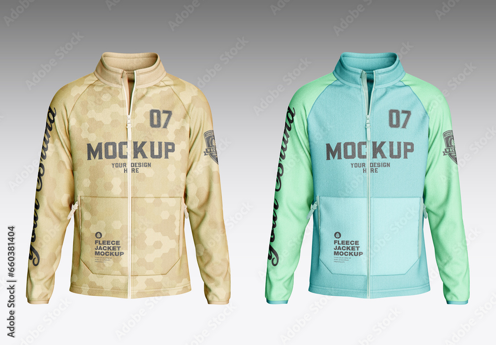 Men's Fleece Jacket Mockup Stock Template | Adobe Stock