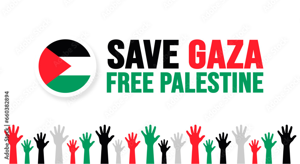 save Gaza free Palestine typography concept background design template ...