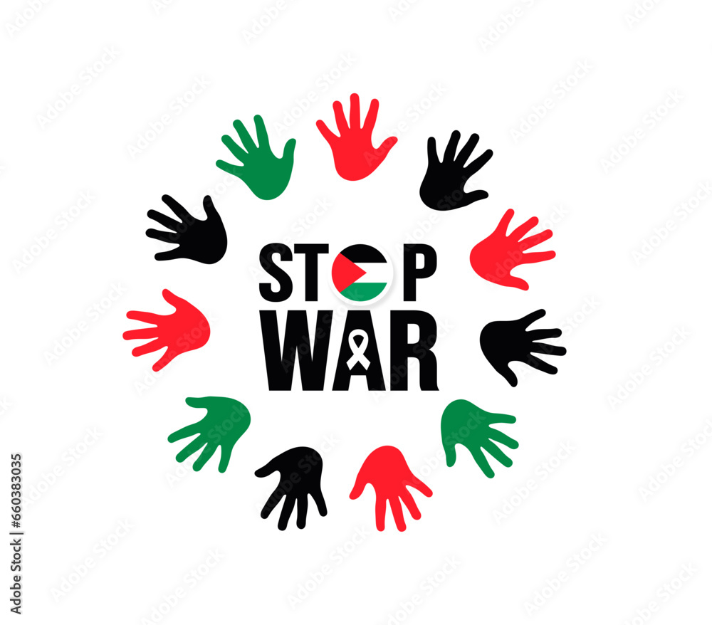 Palestine stop war typography concept background design template with ...