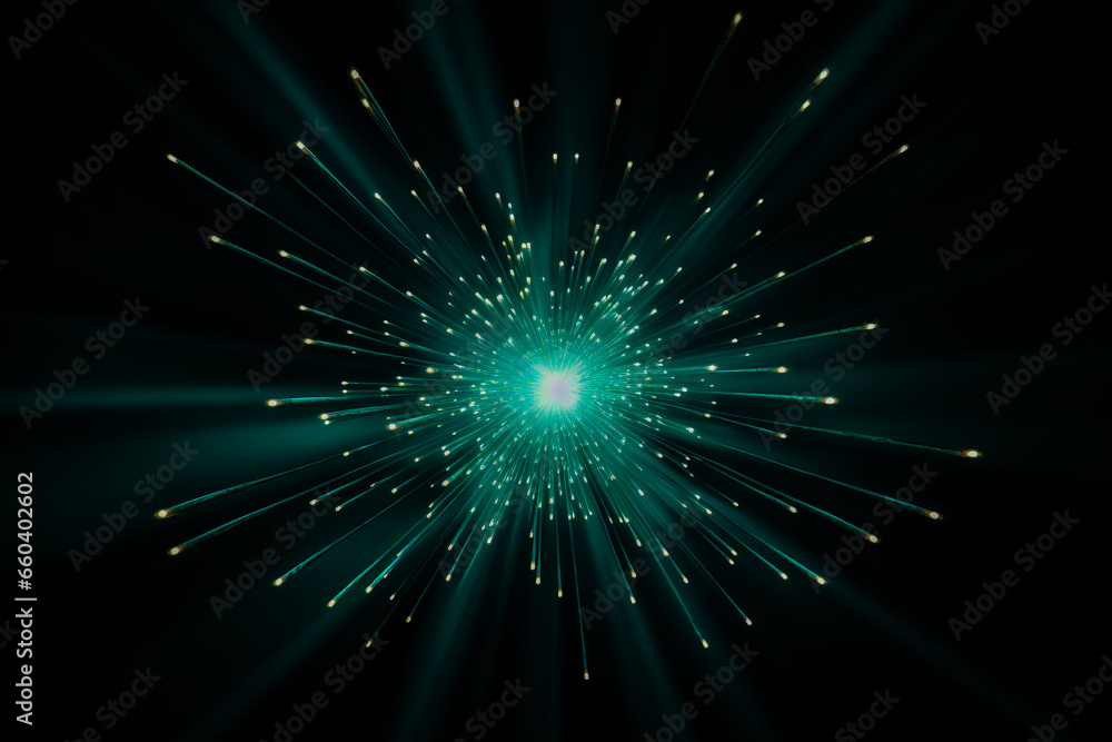 Abstract green light effect, lens flare. Illuminated lines, sun burst ...