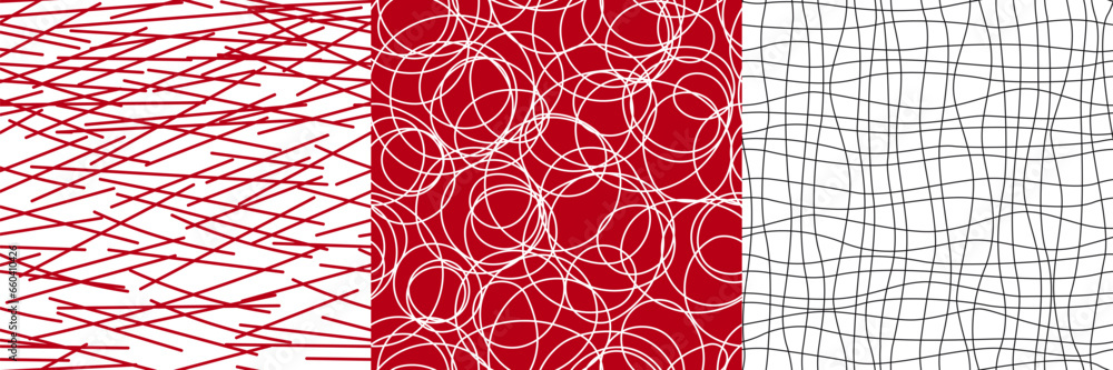 Seamless vector patterns in line art style. Patterns set on separate ...