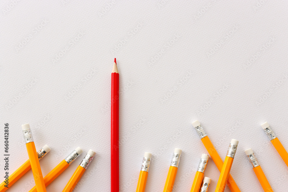 A concept image of different pencils, one is different from the others ...