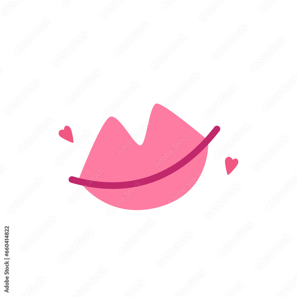 Cute Smile Vector Cartoon Flat Illustration For Valentine Day Stock Vector Adobe Stock