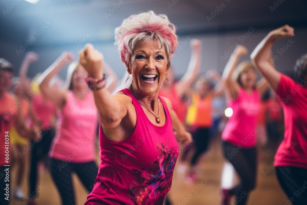 Sports portrait photography of a serious mature woman dancing in a ...