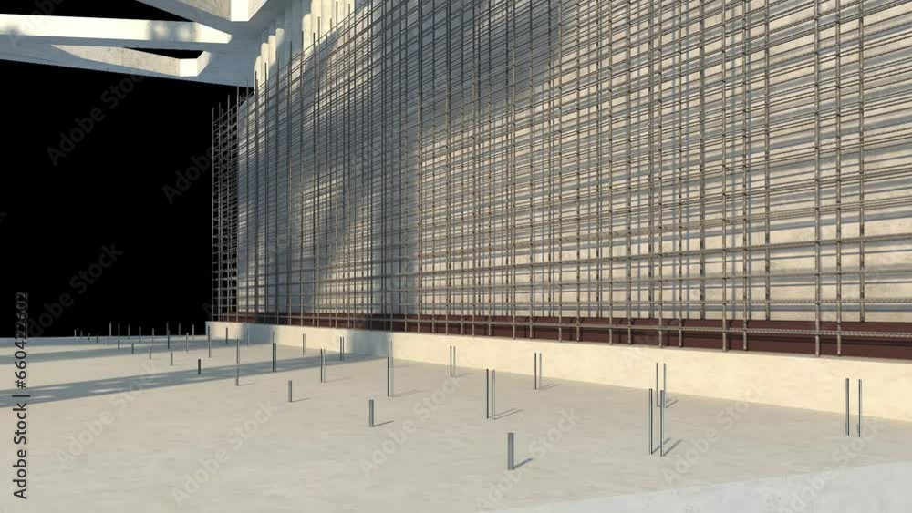 3D animation simulation of concrete pouring template fixation,3d ...