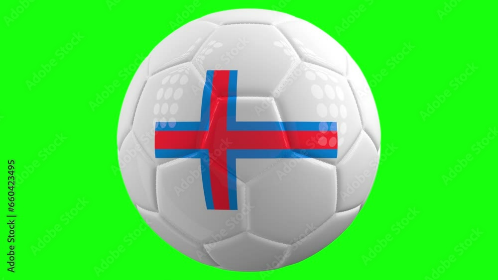 Very realistic isolated spinning soccer ball with the flag of Faroe ...