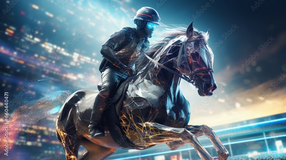 Witness the breathtaking spectacle of futuristic horse racing as ...