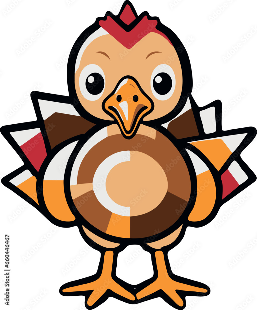 Vector illustration of a cheerful cartoon turkey character standing on ...
