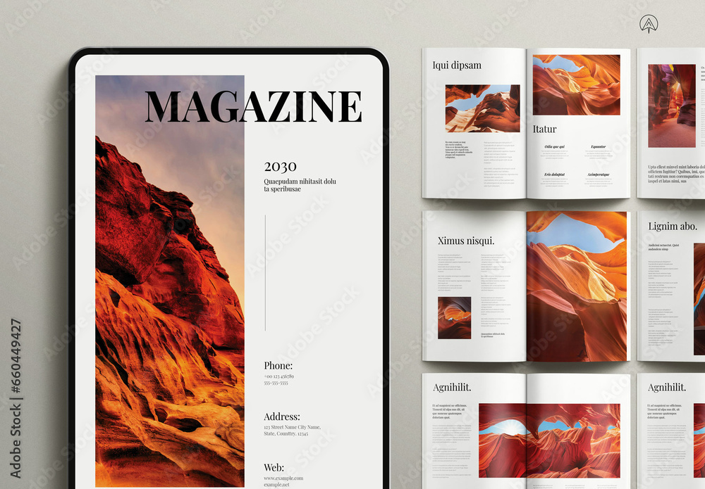 Minimal Magazine Layout Stock Template | Adobe Stock