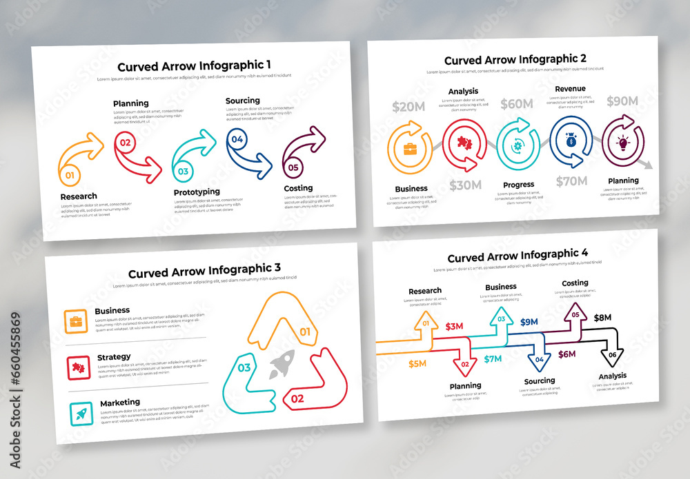 Curved Arrow Infographic Design Template Stock Template | Adobe Stock