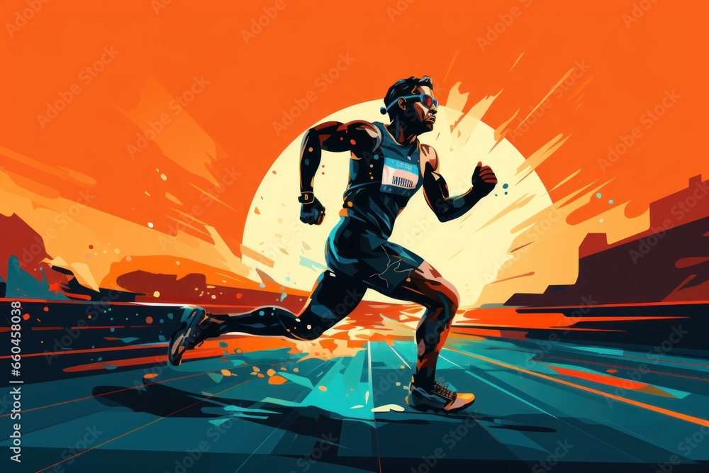 concept banner. illustration of a girl athlete participating in the ...