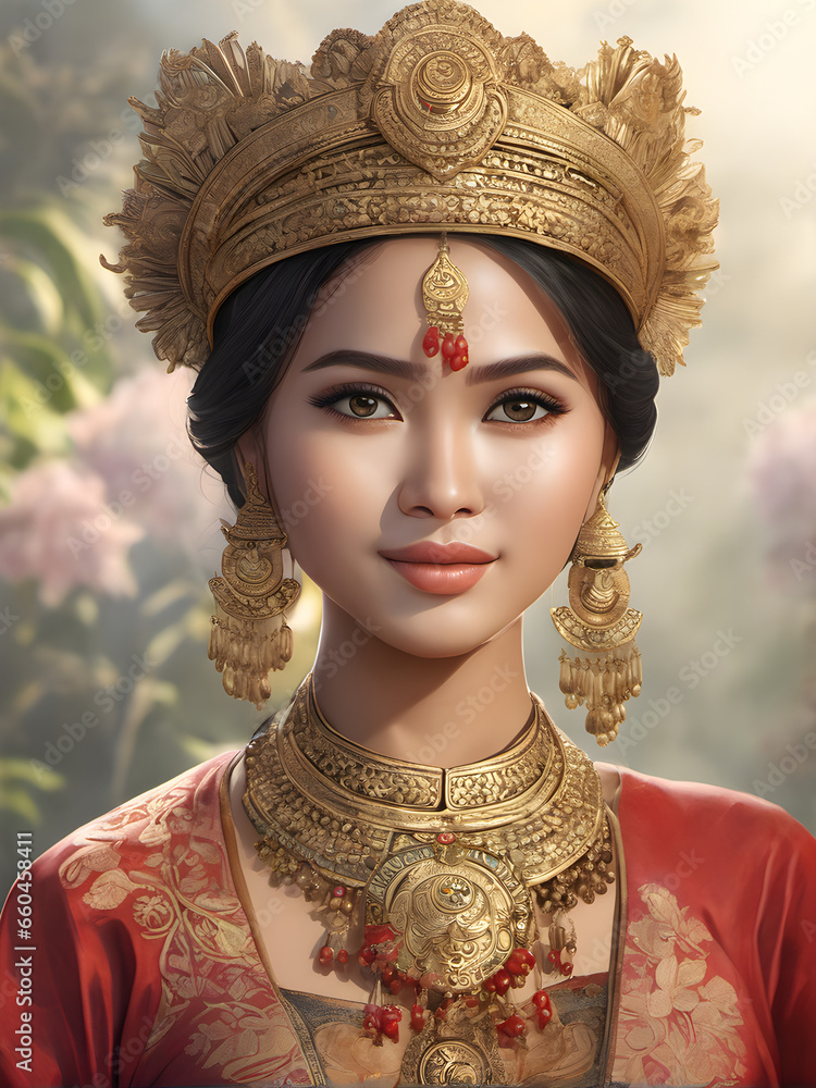 Elegance of Myanmar: Beautiful Burmese Woman in Traditional Attire ...