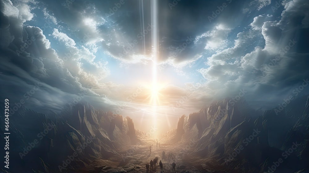 Spiritual background with cinematic clouds and light rays perfect for ...