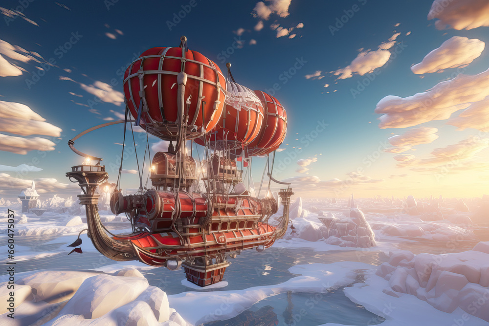 Festive Hot Air Balloon Adventure, Generative AI illustration Stock ...