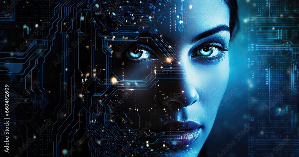 cybernetic futuristic technology visage background metaverse cyberpunk ...