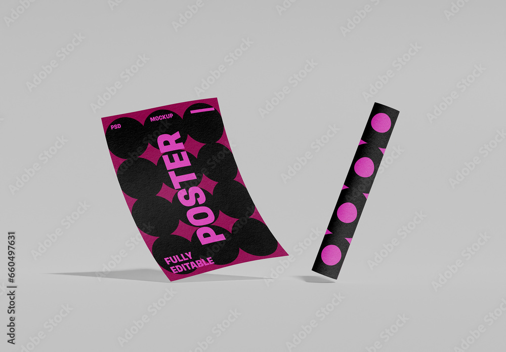 Floating Poster Mockup Stock Template | Adobe Stock