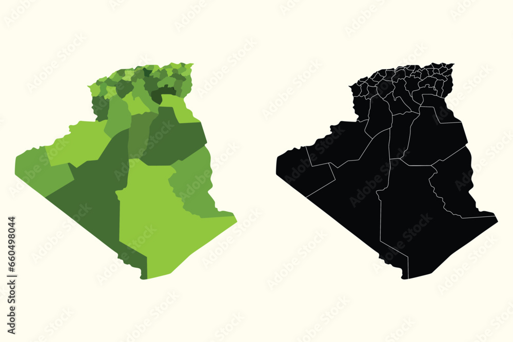 Algeria vector silhouette map white background Stock Vector | Adobe Stock
