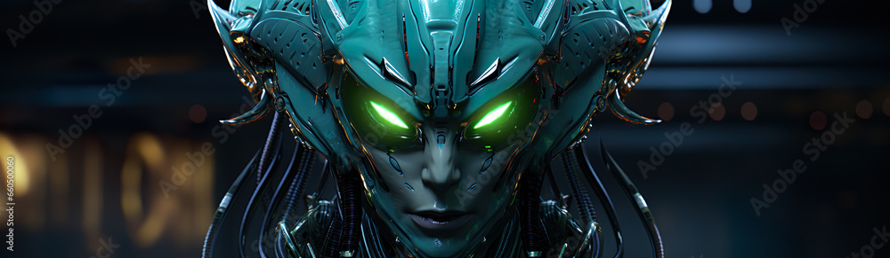 Futuristic Image Of An Alien Woman In A Spacesuit. Illustration On The ...