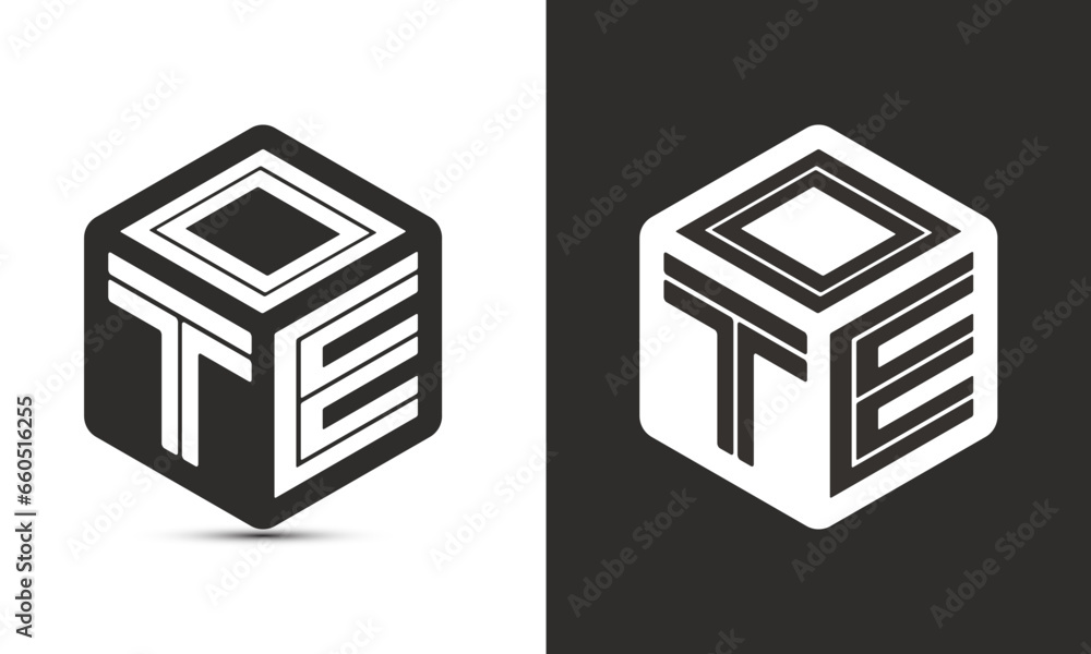 OTE letter logo design with illustrator cube logo, vector logo modern ...