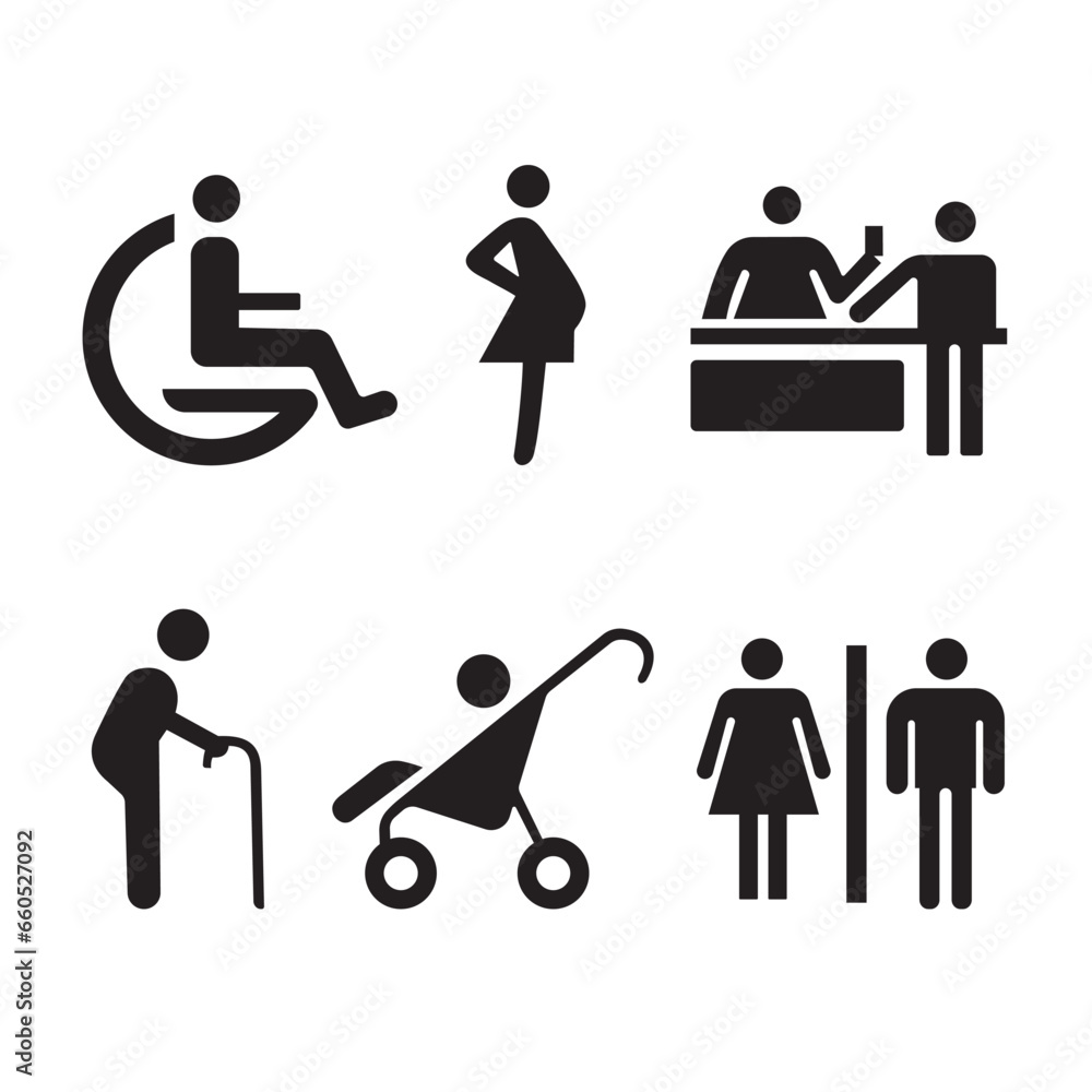 Disabled Priority Symbol Elderly Passenger Pregnant woman with infant ...