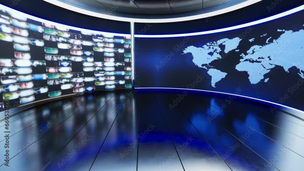 News TV Studio Set - Virtual Green Screen Background Loop motion ...