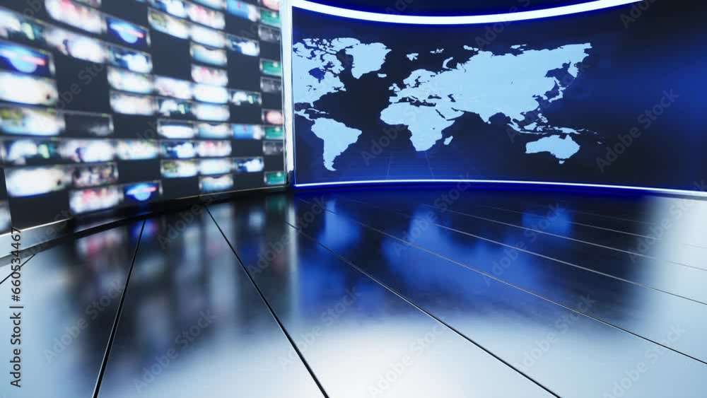 News TV Studio Set - Virtual Green Screen Background Loop motion ...
