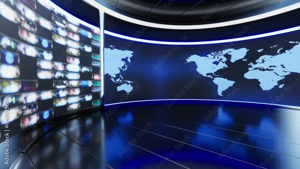 News TV Studio Set - Virtual Green Screen Background Loop motion ...