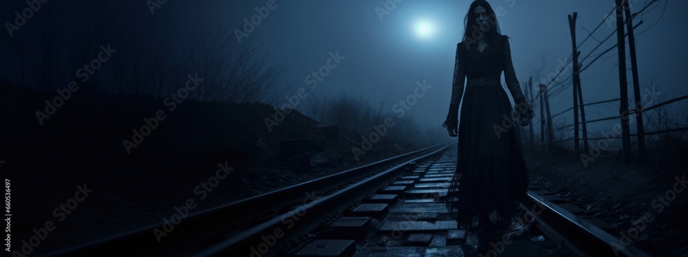 Beautiful Woman in the Dark Noir The Forsaken Alone Journey Style ...